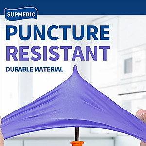 Supmedic Nitrile Exam Gloves, 3.5 Mil Powder-Free Food Safe Cleaning First Aid Disposable Medical Glove, Purple 100 Pcs (Medium)