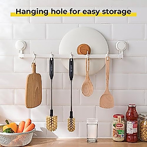 PZLife 2-in-1 Detachable Brush Head Water Bottle Brush & Straw Brush Cleaning Scrubbing Brush 15.3in Stainless Steel Bottle Brush Multi-Function Cleaning Brush Corner Cleaning