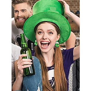 St Patricks Day Earrings for Women Irish Shamrock Dangle Earrings Fun Green Hat Beer Drop Earrings for Teen Girls Lightweight Irish Festival Earrings St Patricks Day Accessories(Acrylic)