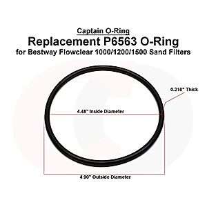 Captain O-Ring - Replacement P6563 O-Ring for Bestway Flowclear 1000/1200/1500 Sand Filter Strainer Lid (2 Pack)