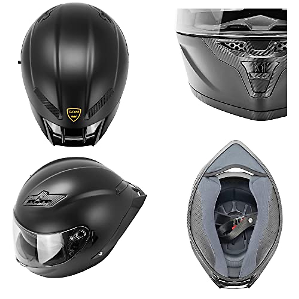 GDM Demon Motorcycle Helmet with Bluetooth Intercom - Gold & Clear Shields - Medium