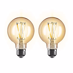 Geeni LUX Amber G25 Edison WiFi LED Smart Bulb, 2700K - 6500K 8W, E26 Base, Dimmable, Tunable White Light, Compatible with Amazon Alexa & Google Home - No Hub Required (Pack of 2)