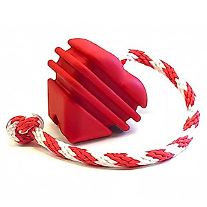 SodaPup MuttsKickButt Heart on a String – Durable Dog Tug Toy, Chew Toy, & Treat Dispenser Made in USA from Non-Toxic, Pet-Safe, Food Safe Natural Rubber for Bonding, Exercise, Training, & More