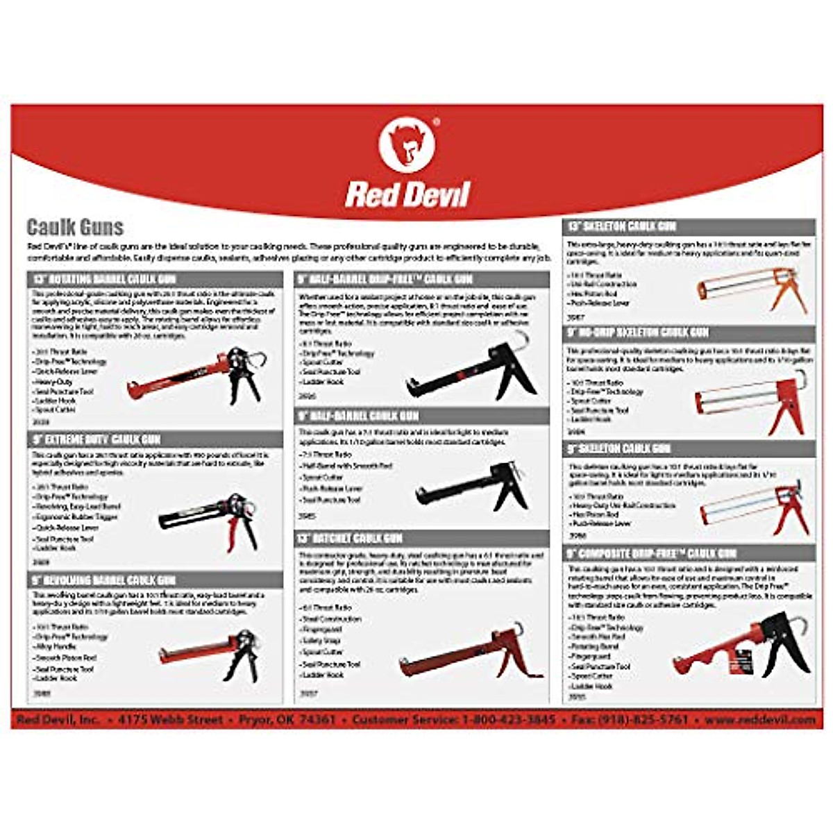 Red Devil 3989 9" Extreme Duty Caulk Gun - Thrust Ratio 26:1,Black