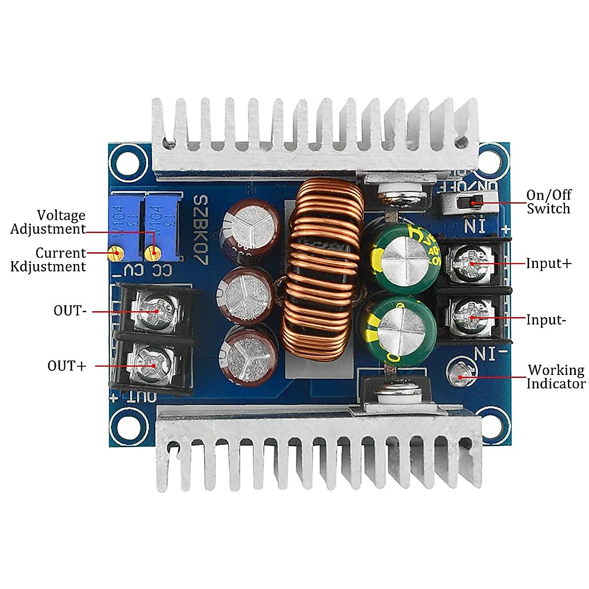 XINGYHENG 2Pcs 20A 300W High-Power Buck Converter Module DC 6-40V to DC 1.2-36V Adjustable Constant Voltage Constant Current Power Module Charging Drive with Short Circuit Protection