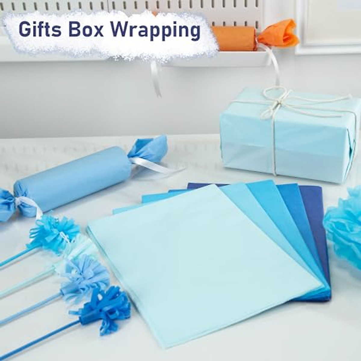 HEYPLACE 360 Sheets Tissue Paper for Gift Bags, Blue Tissue Paper Bulk 11.5 x 8Inch Tissue Paper for Gift Wrapping Crafts Graduation Wedding Birthday Party 6 Colors