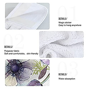 Tatenale Purple Hand Towels with Hanging Loop for Kitchen Bathroom Floral Decorative Hand Towels Soft Absorbent Oven Towel 18x14Inch 2Pack