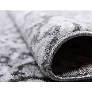 Unique Loom Sofia Collection Area Rug - Grace (6' 1" x 9', Dark Gray/ Gray)