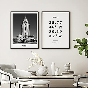 Dear Mapper Miami United States View Abstract Road Modern Map Art Minimalist Painting Black and White Canvas Line Art Print Poster Art Print Poster Home Decor (Set of 3 Unframed) (16x24inch)