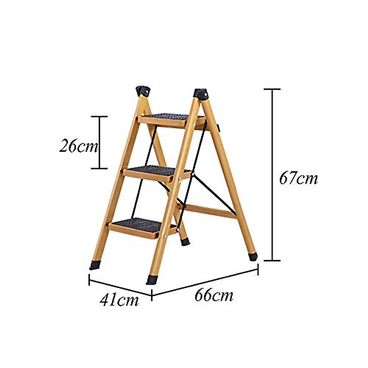 PENGJIE Folding Ladder Step Stool Ladder Stool 3 Step Folding Heavy Duty Steel Portable Anti Slip Mat Tread Compact 150 Kg Capacity