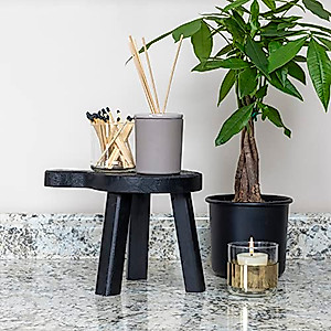 Creative Co-Op Smooth Wood, Black Decorative Pedestal, Round