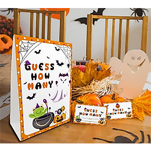 Halloween Bridal Shower Game Sign and Card, Halloween Guess How Many Party Game Set, 1 Sign With 50 Guess Tickets –LK-014
