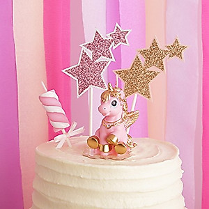 iLikePar Birthday Candles Smokeless Cake Topper Unicorn Candle for Party Supplies and Wedding Favor (Pink)