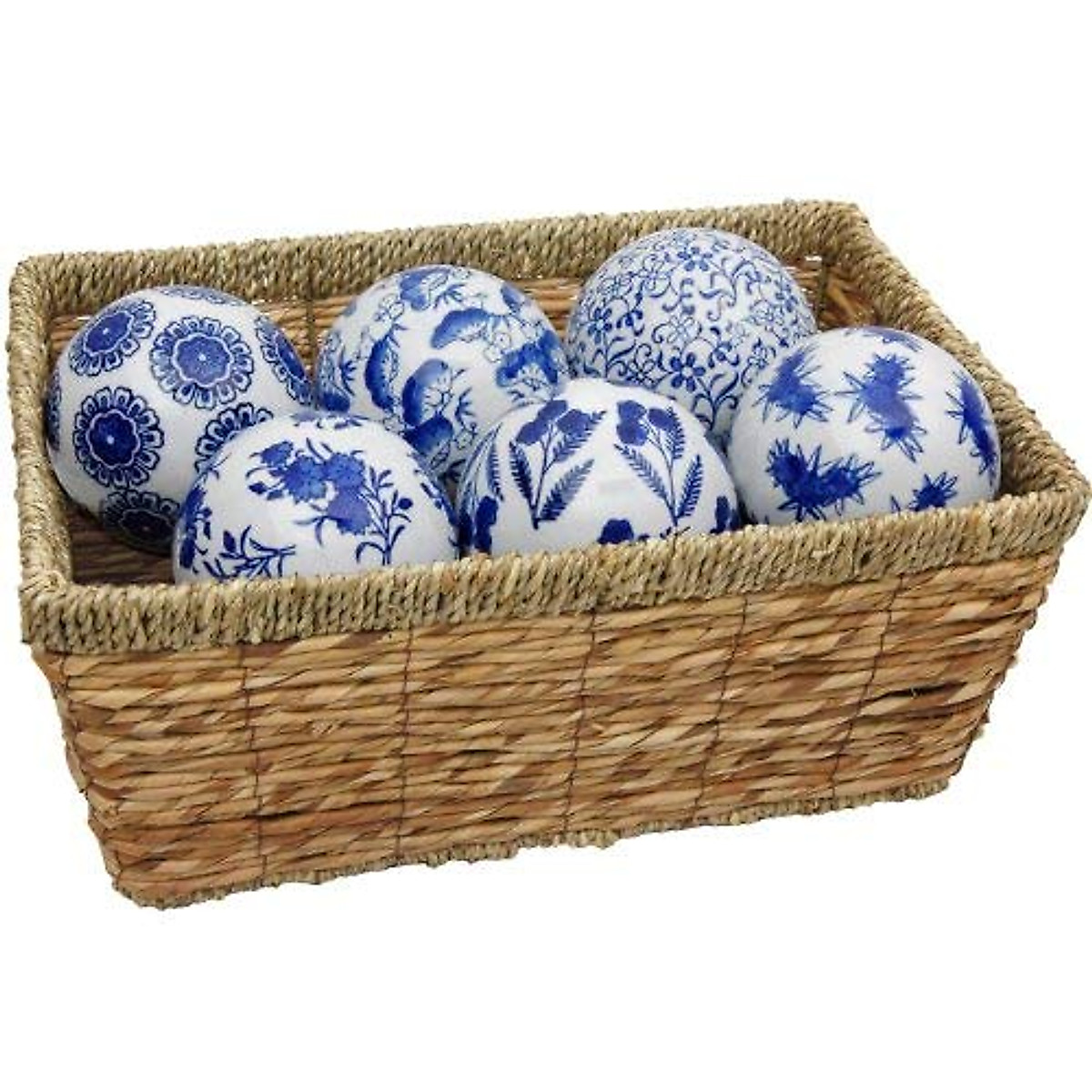 Oriental Furniture 4" Blue & White Decorative Porcelain Ball Set(B)