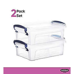 Superio 22 Qt Clear Plastic Storage Bins with Lids and Latches, Organizing Containers, Stackable Plastic Tote for Household, Garage, School, and Office, 2 Pack