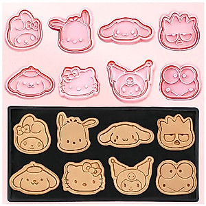 Mini Anime Cookie Cutter Set, 8 Piece Cartoon Stamped Embossed Molds for Baking Cupcake Pancake Apple Pie Pastry, Suitable for Gingerbread Frosting Decoration