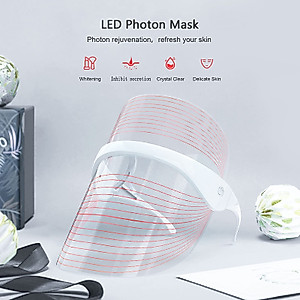 Led Face Mask Light Therapy, 3 Colors Light Therapy Facial Photon Beauty Device for Facial Rejuvenation, Anti-Aging