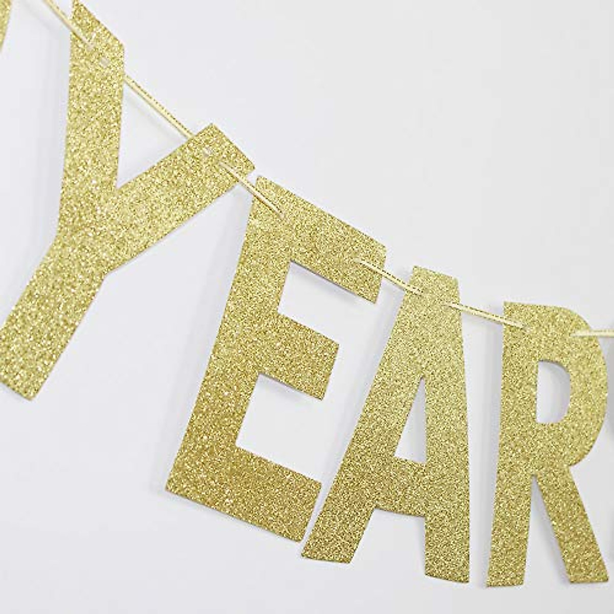 10 Years Loved Gold Glitter Banner for 10th Birthday/Wedding Anniversary Party Sign Photo Props