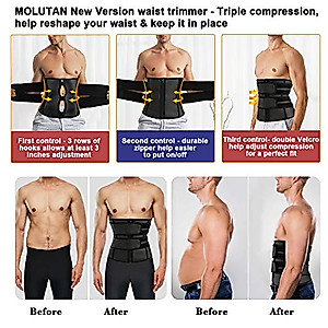 MOLUTAN Waist Trainer Trimmer for Men Tummy Control Shapewear Neoprene Sweat Belt Slimming Body Shaper Black