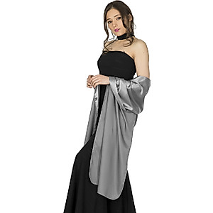 BlackButterfly Satin Shawl Bridesmaid Wedding Wrap Scarf (Silver)