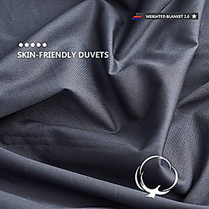 YnM Weighted Blanket with Cotton Duvet Bundle | 60''x80'' 25lbs, Queen Size Bed, Suit for One Person(~240lbs) | Dark Grey