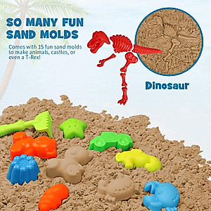 TOY Life Beach Toys for Kids 3-10 - Kids Sand Toys Sandbox Toys with 2 Sand Castle Buckets, Shovels, Rake, Sifter, Animal Dinosaur Sand Castle Molds, Sandcastle Building Kit, Sand Castle Toys for Beah