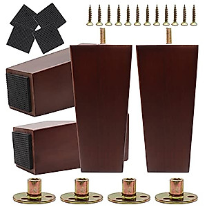 cSeao 4-Pack 6 Inches Wood Furniture Legs, Couch Legs, Sofa Legs, Mid Century, with 5/16 inch Bolts for Couch Ottoman Loveseat Coffee Table Cabinet
