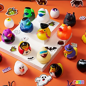 JOYIN 18 PCS Halloween Fancy Novelty Assorted Rubber Ducks for Fun Bath Squirt Squeaker Duckies, School Classroom Present Bath Toys Prizes Ducky, Trick or Treat Fillers Party Favor