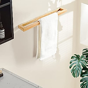 CRAFT KITTIES Wall Mounted Towel Rail, Hand Towel Holder, 18” Towel Rack for Bathroom, Wooden Rustic Towel Rail (Red Oak Wood)