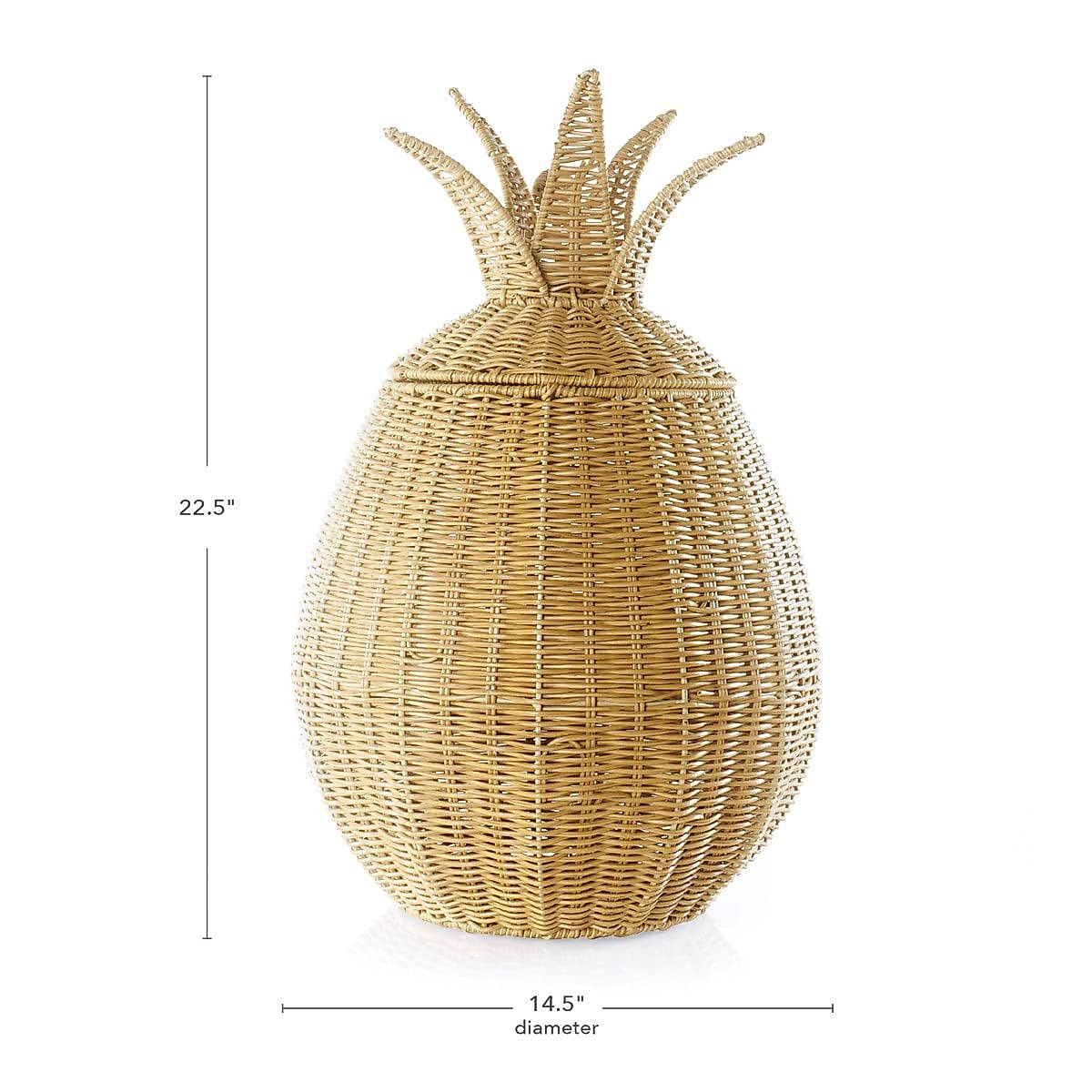 Kaplan Early Learning Pineapple Washable Wicker Floor Basket | Home Decor Organizer | Rattan Woven Fruit-Shaped Storage Bin