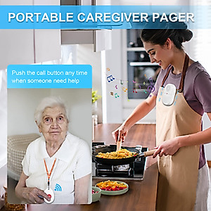 ChunHee Wireless Caregiver Pager Call Button Nurse Alert System Call Bell for Home/Elderly/Patient Emergency Vibration Pager 1 Transmitter+1 Receiver(800+Feet Operating Range)