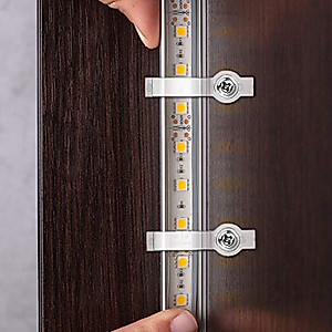 LED Strip Lights Clips Light Mounting Clips One Side LED Light Clips with Screws for 10 mm Wide Waterproof LED Strip Lights (200 Pack, Transparent)