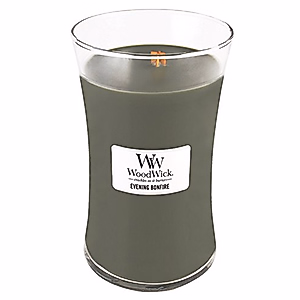 WoodWick Candle, Large, Evening Bonfire, 22 Oz, Brown