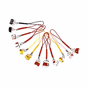 Hemobllo 12pcs Lucky Cat Car Keyring Phone Charm Cellphone Strap Pendant Hanging Ornaments Adorable Bells Hanging Decor ( Random Color )