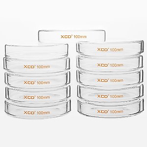 XCD Glass Petri Dishes, 10 Pack Borosilicate Glass Cell Culture Dishes Autoclavable Lab Dishes with Clear Lid for Laboratory Use, 100x20 mm