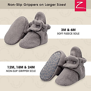 Zutano Unisex Cozie Fleece Baby Booties with Grippers, Baby Essentials, Gray, 18 Months