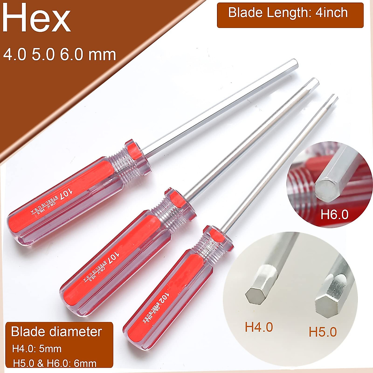 Hex Screwdriver Set Metric MM Sizes 7PCS Precision 1.5mm 2.0mm 2.5mm 3.0mm 4.0mm 5.0mm 6.0mm Allen Wrench for TRX4 Arrma Helicopter Drone Boat RC Cars Quadcopters and More (7)