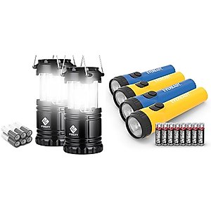 Etekcity Lantern Camping Essentials Lights, Led Lantern for Power Outages & EVEREADY LED Flashlights (4-Pack), Bright Flashlights for Emergencies and Camping Gear