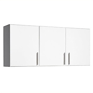 Pemberly Row 54" Modern Engineered Wood Wall Cabinet with 3 Doors & 3 Adjustable Shelves, Metal Handles, for Laundry Room, in White Finish