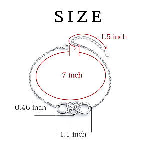 DAOCHONG I Love You Mom S925 Sterling Silver Heart Infinity Bracelet for Mother Mama Mommy Mum Mama Birthday Jewelry