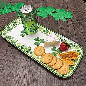 UPware 15 Inch Melamine Rectangle Serving Tray, BPA Free Food Tray (Shamrock)