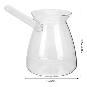 Turkish Coffee Pot Borosilicate Glass, Stovetop Tea Maker, Tearoom Side Handle Glass Teapot Kettle, Healthy and Extremely Heat Resistant Milk Warmer, Hot Chocolate Maker, Butter Melting Pot
