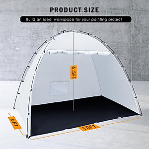 Portable Paint Booth Tent, Siebwin Extra Large 10x6x6.5ft Spray Paint Tent with Built-in Floor & Mesh Screen & Windproof Hooks for Furniture DIY Hobby Tool Spray Paint Shelter