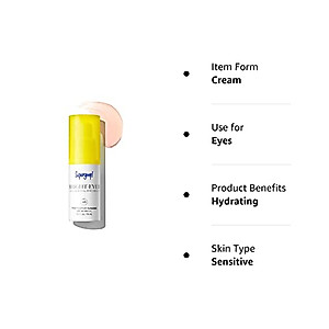 Supergoop! Bright-Eyed 100% Mineral Eye Cream, 0.5 fl oz - SPF 40 PA+++ Hydrating & Illuminating Mineral Sunscreen - Under Eye Cream for Dark Circles & Puffiness - Revives Tired Eyes