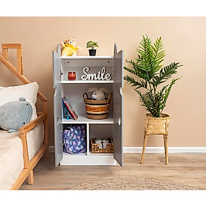 BUSYWOOD Animals Armoire – Toddler Dresser Organizer for Bedroom - Playroom Furniture - Wardrobe Closet - Kids Dresser - Montessori Armoire - Wooden Closet