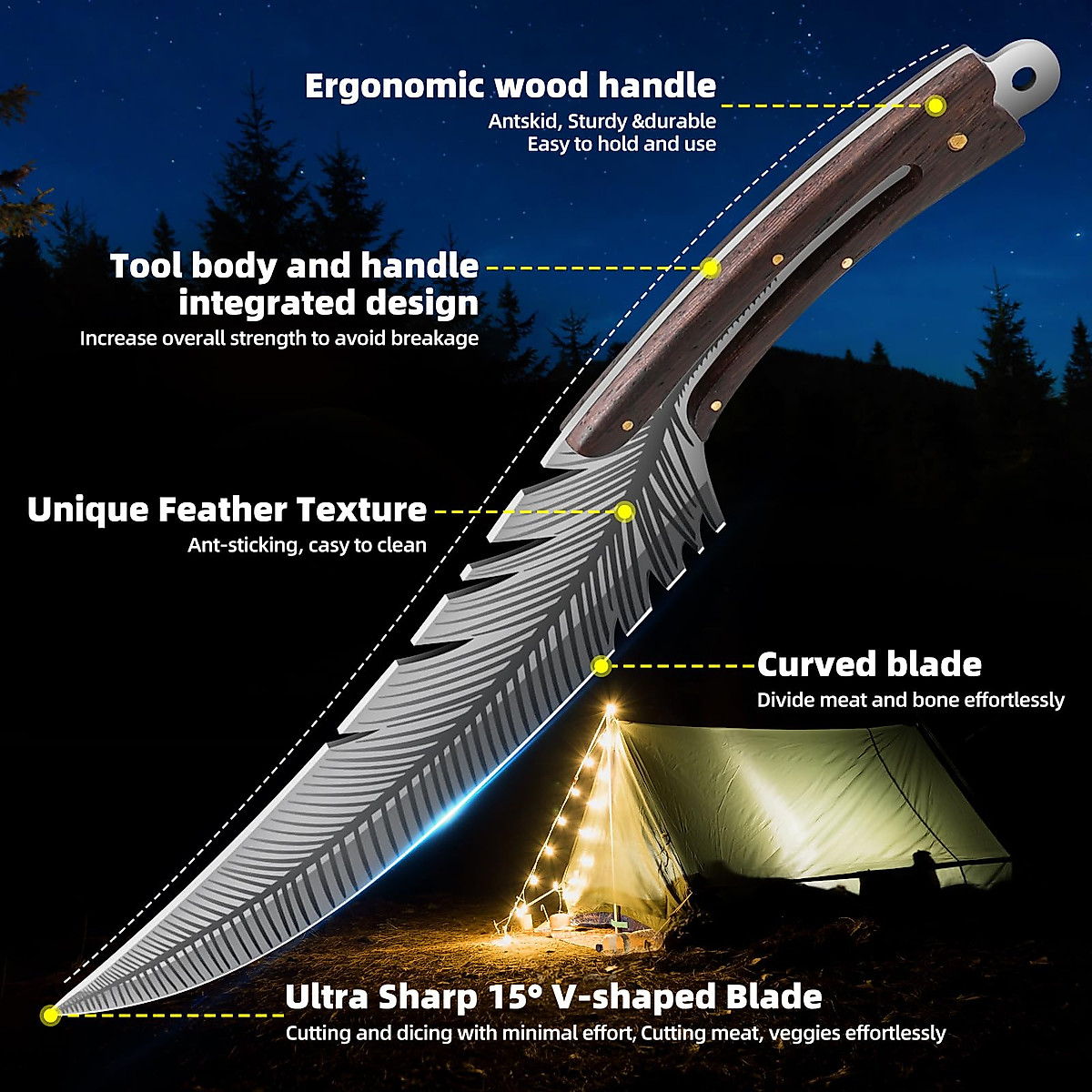 VCXOX Professional Meat Cleaver Knife Kitchen Chef Knives High Carbon Stainless Steel Ultra Sharp Kitchen Cutting Knife for Meat Vegetable Cooking Tool Outdoor and Home Use (Black-001)