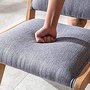 VESCASA Upholstered Dining Chairs with Wood Legs, Linen Mid-Century Modern Padded Dining Chairs with Cushion Back for Dining Room, Kitchen, Set of 2, Grey