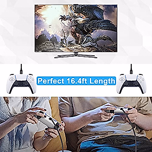 16.4FT Charger Charging Cable for PS5/for Xbox Series X/S Controller/for Switch Pro Controller, Replacement USB Charging Cord Nylon Braided Type-C Ports Accessories for Playstation 5/for Xbox Series X