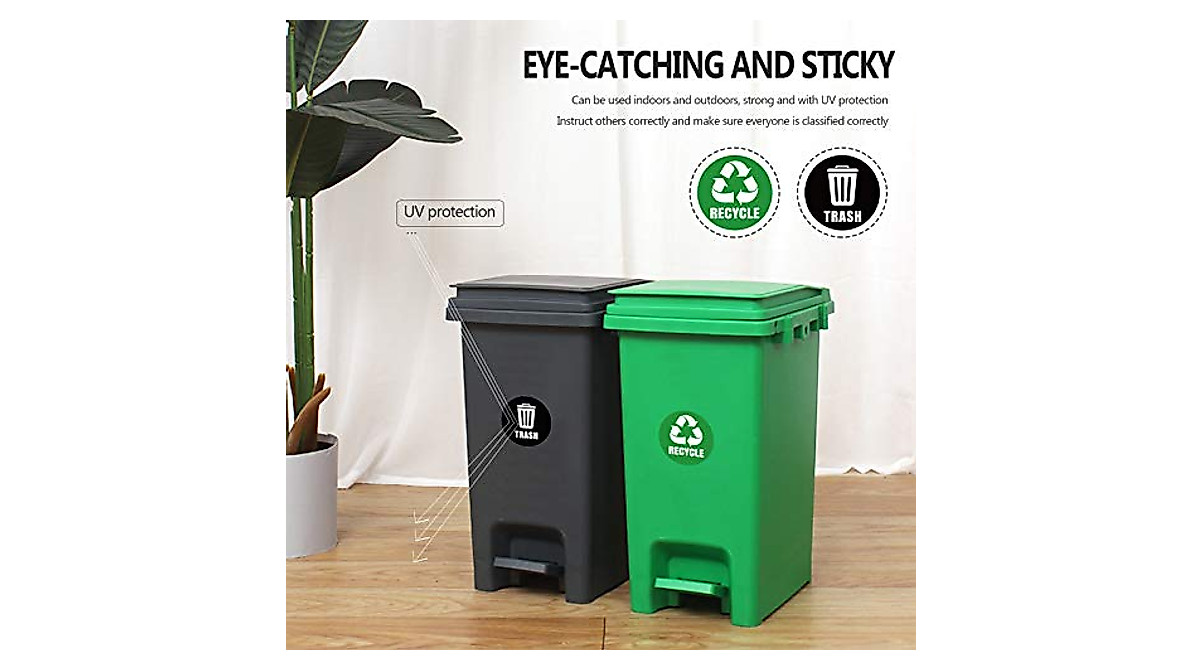 Self-Adhesive Recycle Stickers for Trash Cans - 6 Packs