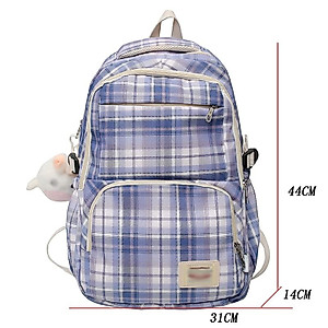 DINGZZ Women Plaid Backpack Large Capacity School Backpack Teenager Girl Lattice Travel Backpack (Color : D, Size : 31 * 14 * 44CM)